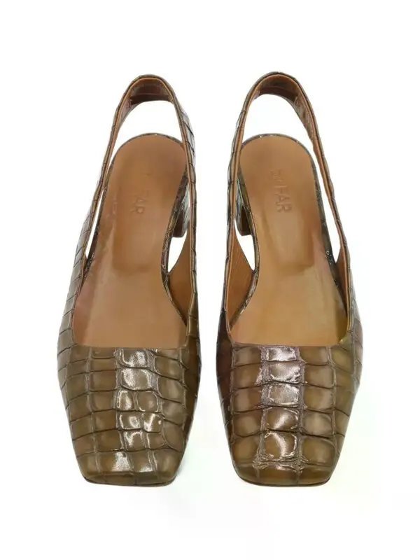 By Far Danielle Croc-effect Slingback Pumps