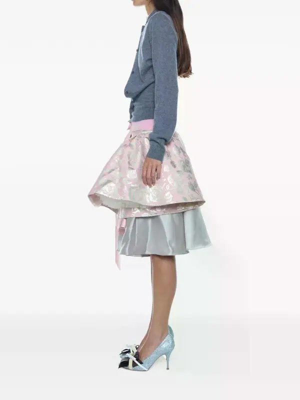 AUGUST BARRON Bow-detail Layered Midi Skirt