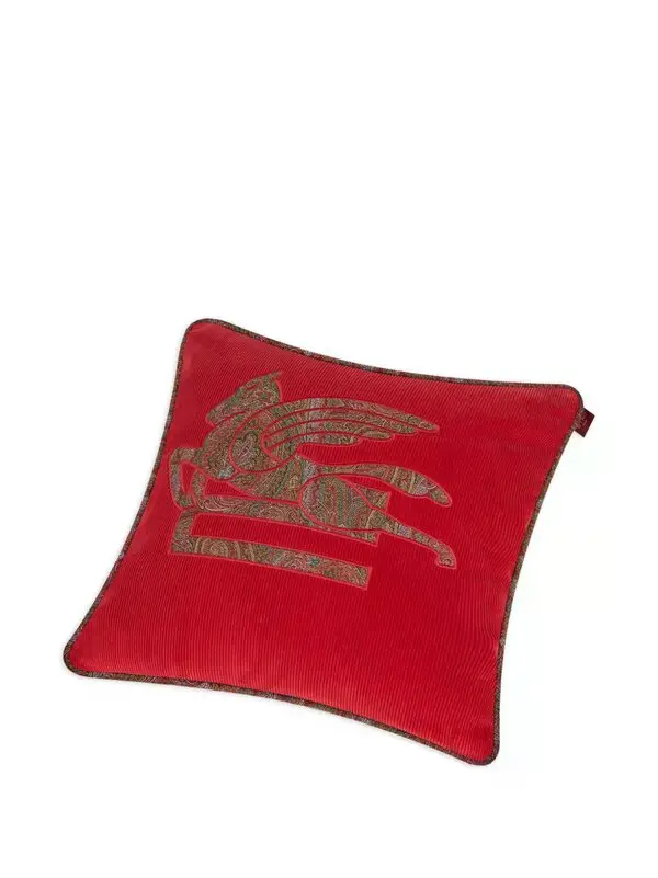 Etro Pegaso Embroidery Corduroy Cushion - Red