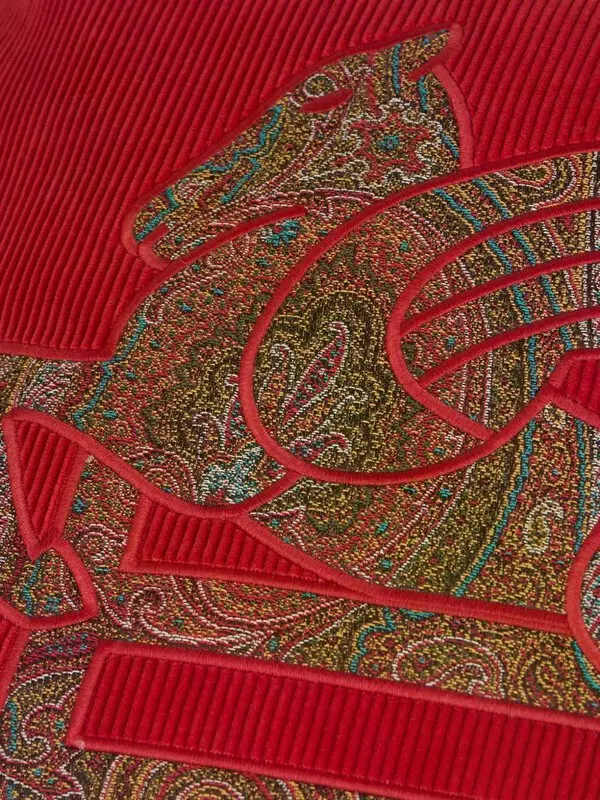 Etro Pegaso Embroidery Corduroy Cushion - Red