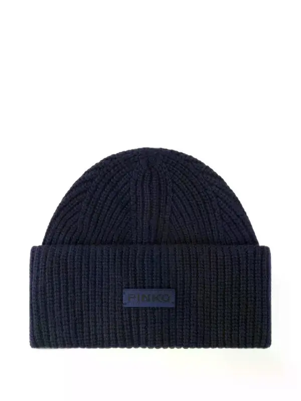 Pinko Bosnia Beanie With Logo Lettering - Blue