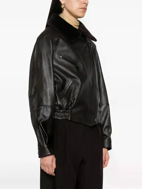 Magda Butrym Shearling-collar Leather Jacket
