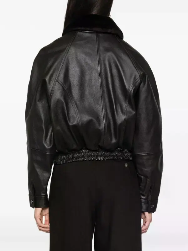 Magda Butrym Shearling-collar Leather Jacket