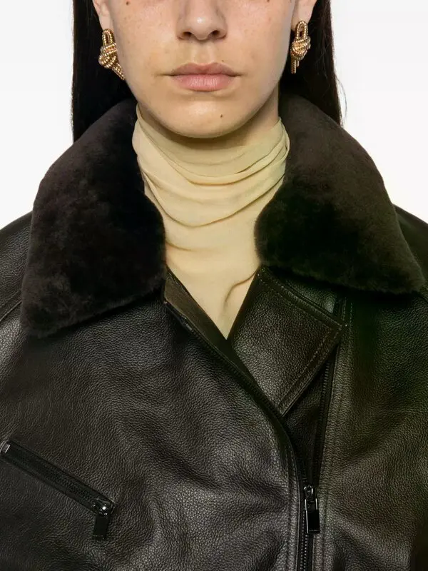 Magda Butrym Shearling-collar Leather Jacket