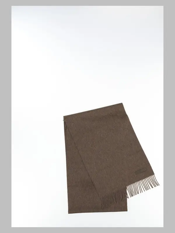 Zegna Cashmere Scarf With Vitello Leather Details