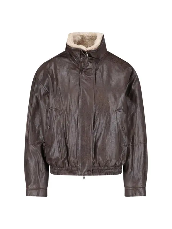 LOW CLASSIC Faux Leather Bomber Jacket