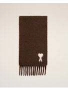 AMI Paris Alpaca Wool Scarf With Off White De Coeur Jacquard Scarf - Multicolor