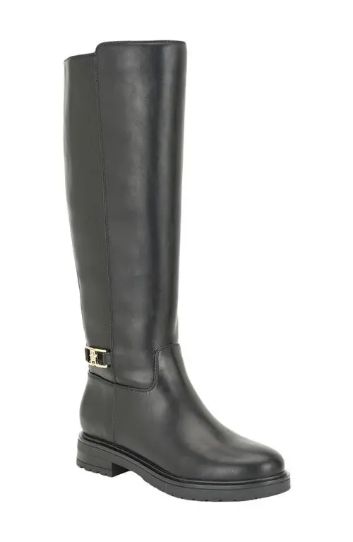 Tommy Hilfiger Truna Knee High Faux Leather Boot - Black