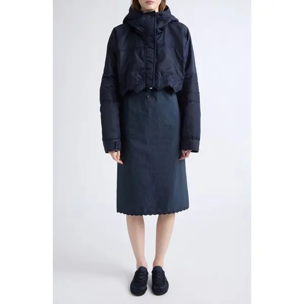 Cecilie Bahnsen Finnur Embroidered Crop Hooded Jacket - Navy