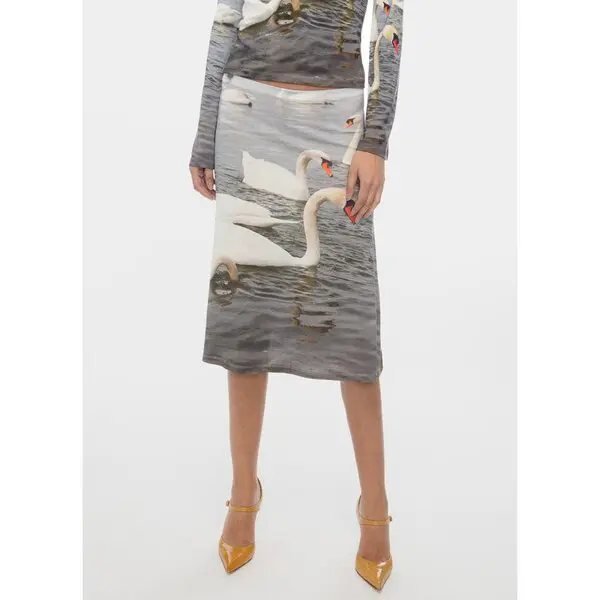TYLER MCGILLIVARY Dottie Midi Skirt - Swan