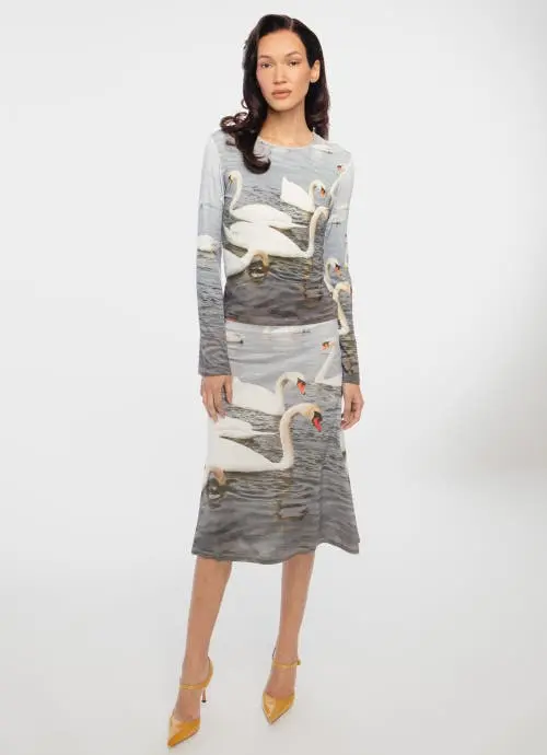 TYLER MCGILLIVARY Dottie Midi Skirt - Swan