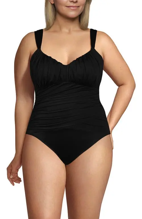 LANDS' END Slender Lite Sweetheart Shirred One Piece