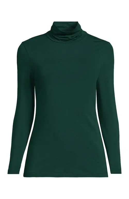 LANDS' END Lightweight Jersey Long Sleeve Turtleneck - Pine