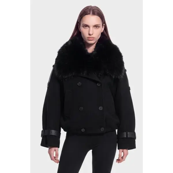 Rudsak Maemi Wool Bomber With Faux Fur Collar