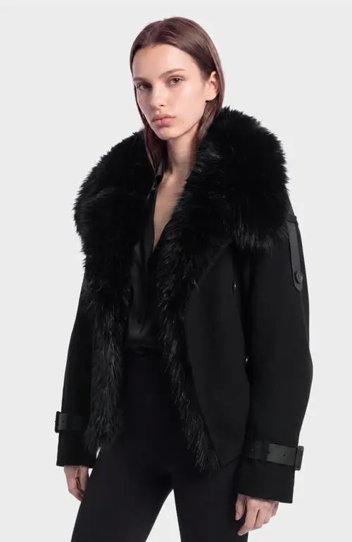 Rudsak Maemi Wool Bomber With Faux Fur Collar