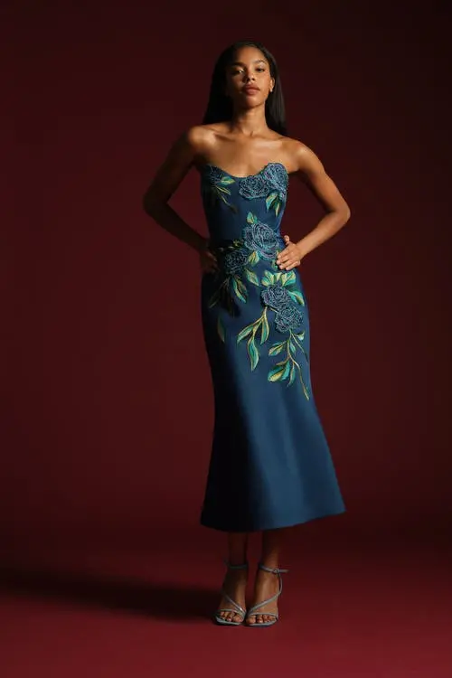 Theia Emmeline Embroidered Dress