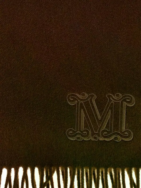 Max Mara Cashmere Stole With Monogram Embroidery Rust