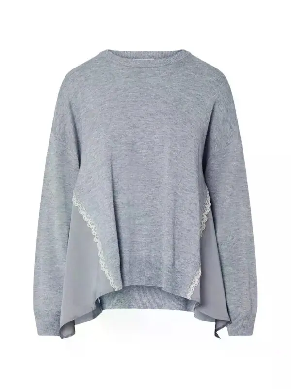 Liu Jo Knit Sweater With Inserts In Satin - Grey