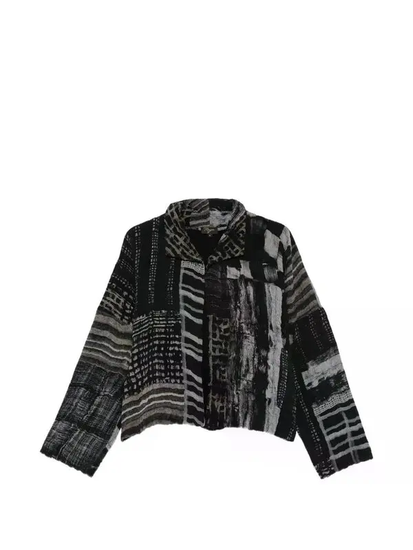 YAVI Patchwork-pattern Crinkled Jacket