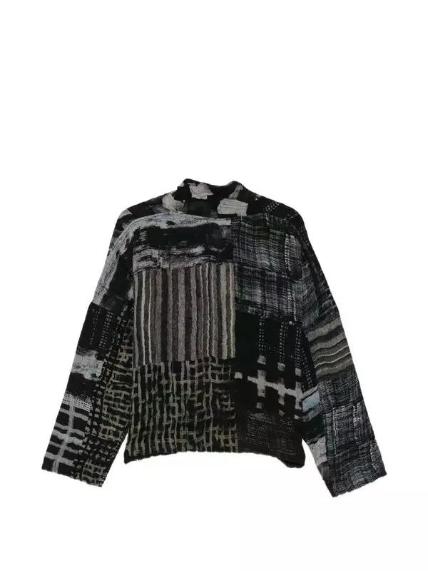 YAVI Patchwork-pattern Crinkled Jacket