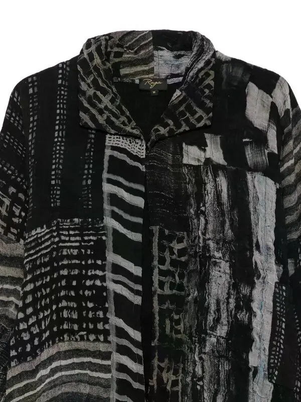 YAVI Patchwork-pattern Crinkled Jacket
