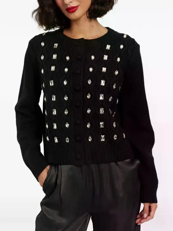 Chinti & Parker Crystal-embellished Cable-knit Cardigan