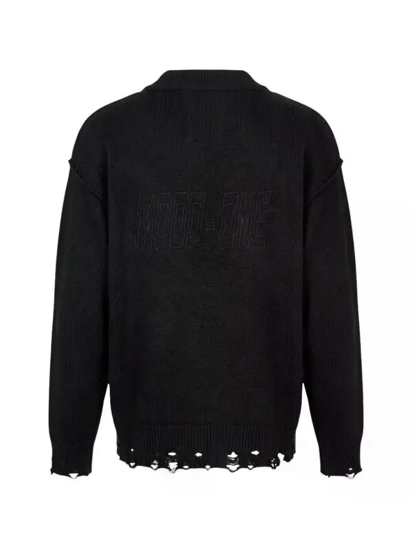 MOOD Distressed Logo-embroidered Sweater