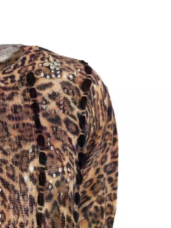 Pho Firenze Leopard-print Brooch-detail Sweater