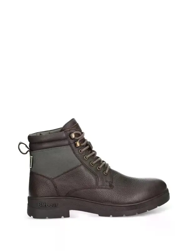 Barbour Eslington Grained Leather Panelled Boots - Brown