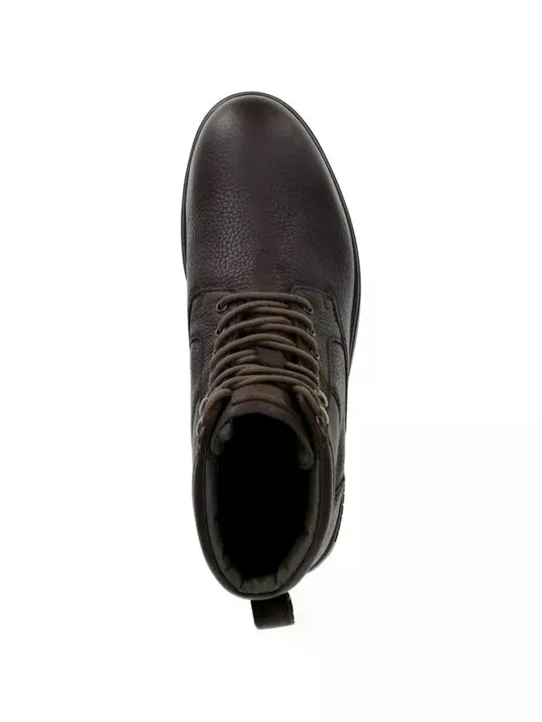 Barbour Eslington Grained Leather Panelled Boots - Brown