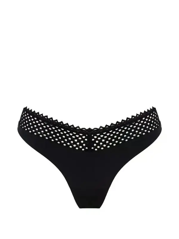WOLFORD Romantic Net Lace-trimmed Thong - Black