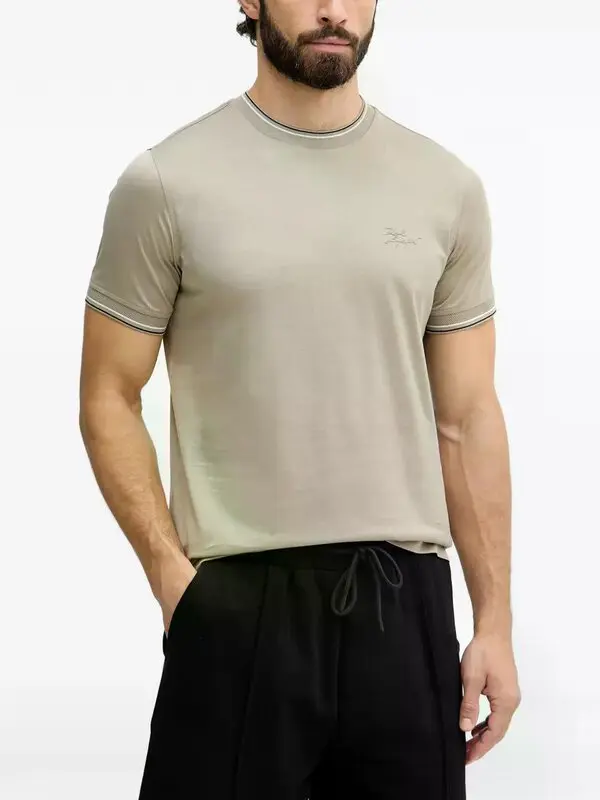 Karl Lagerfeld Logo-embroidered Tipped-trim T-shirt