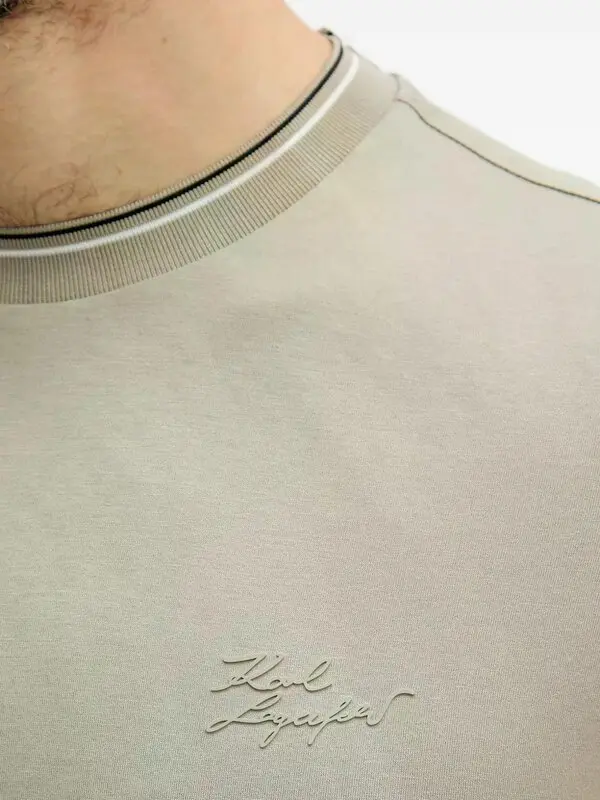 Karl Lagerfeld Logo-embroidered Tipped-trim T-shirt