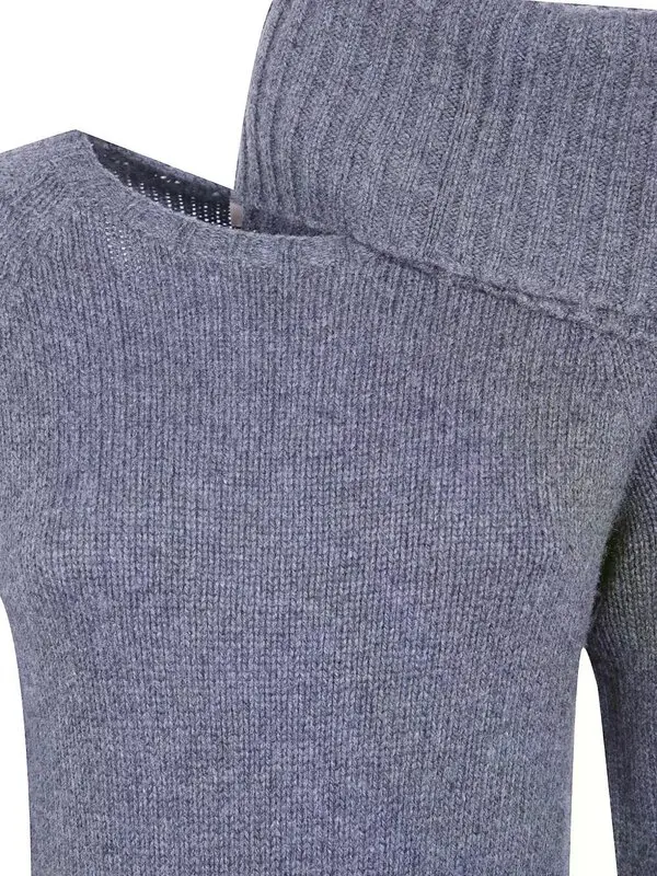 TWINSET Belted Ribbed-knit Midi Dress - Grey