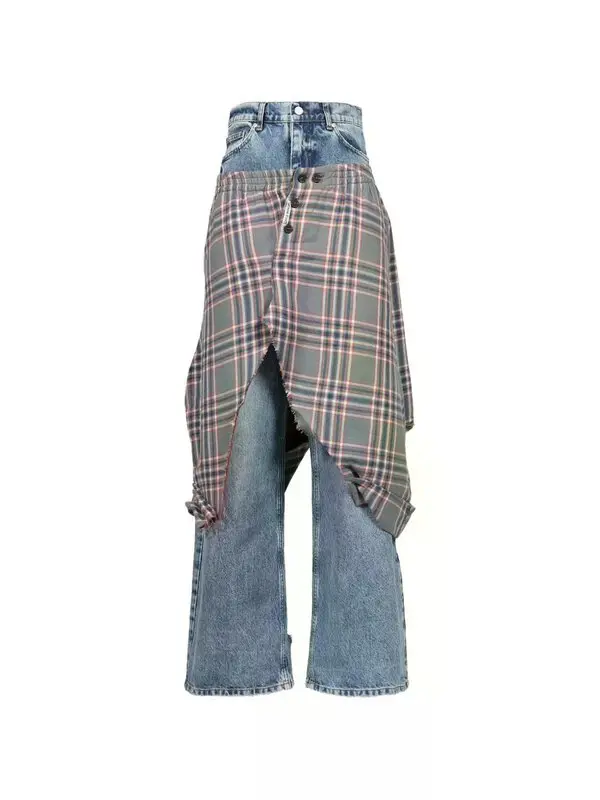 Natasha Zinko Layered Check-pattern Jeans