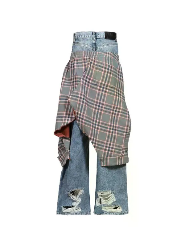 Natasha Zinko Layered Check-pattern Jeans