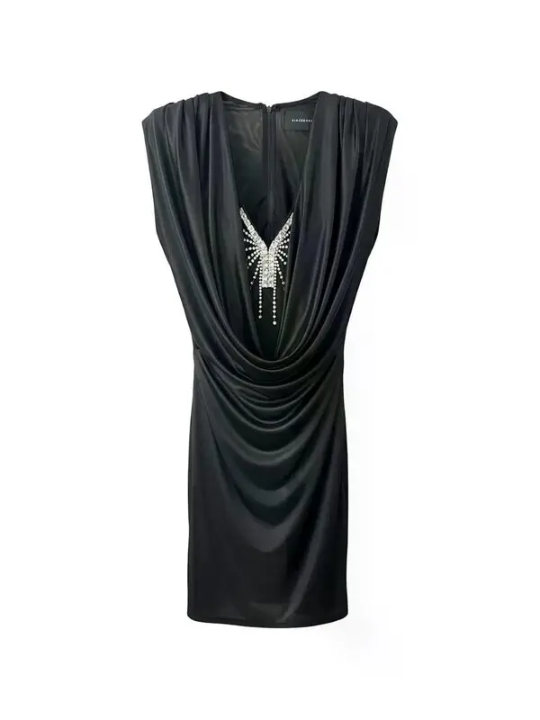 John Richmond Crystal-embellished Draped Mini Dress