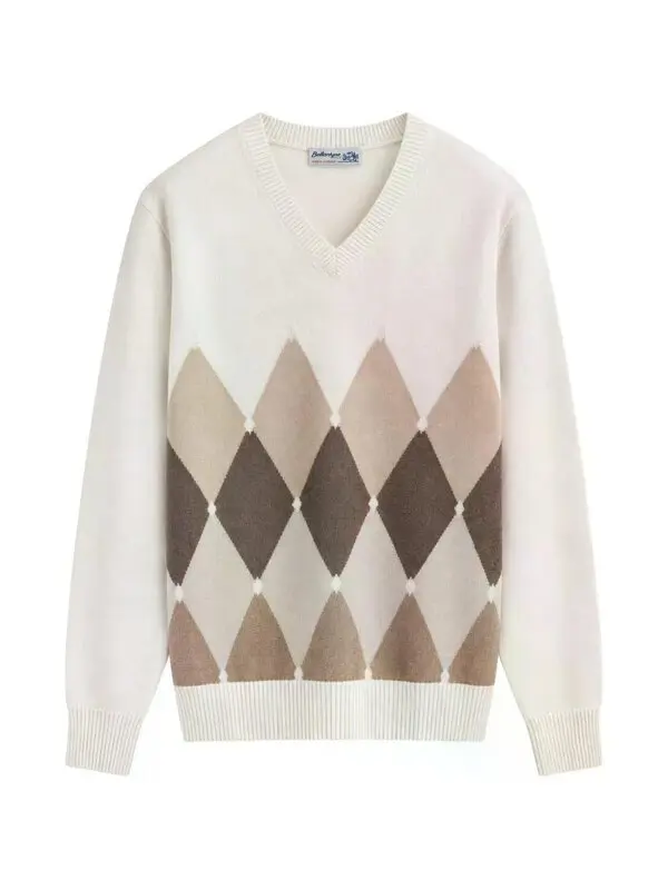 BALLANTYNE Argyle-intarsia V-neck Sweater