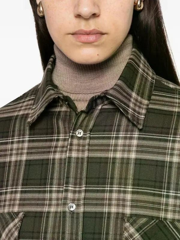 NINA 14.7 Check-pattern Flap-pocket Shirt