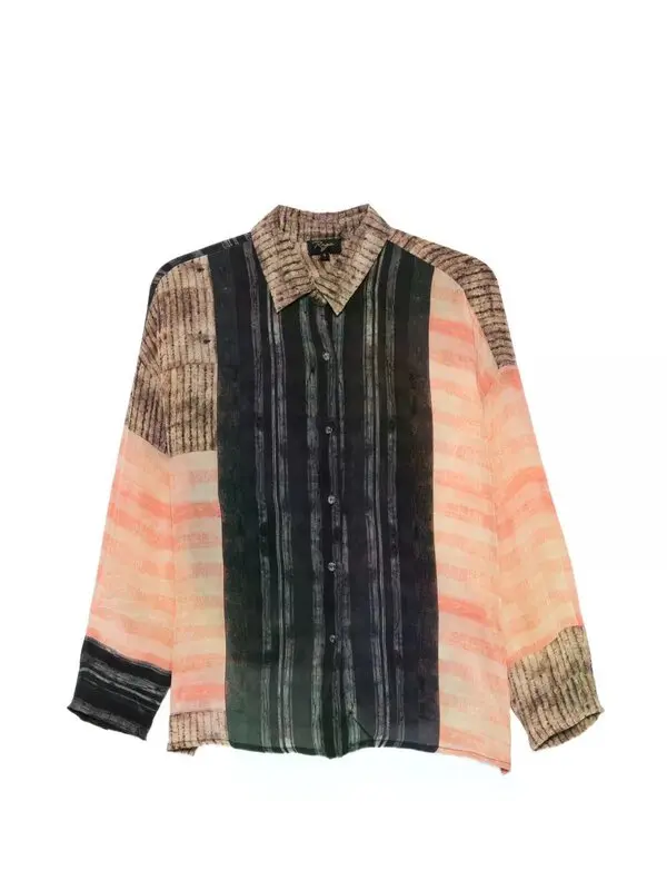 YAVI Patchwork-print Button-down Shirt