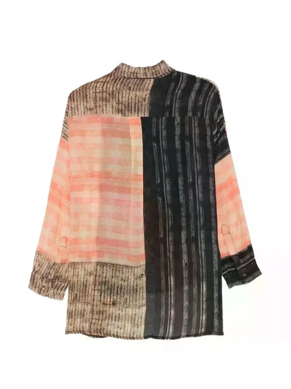 YAVI Patchwork-print Button-down Shirt