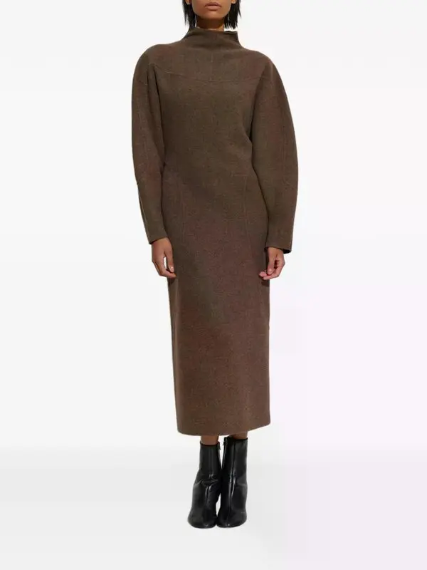Max Mara Wool And Cashmere Jersey Dress Mud