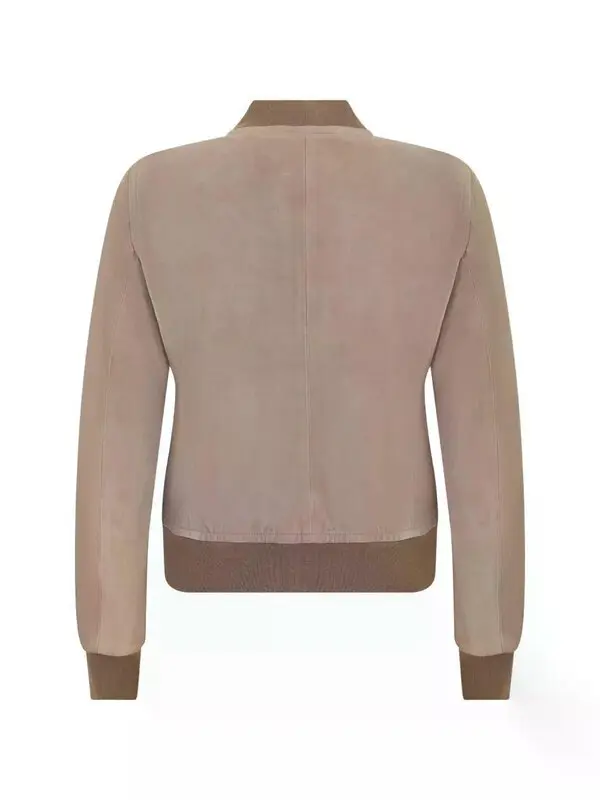 MOORER Zip-up Suede Bomber Jacket