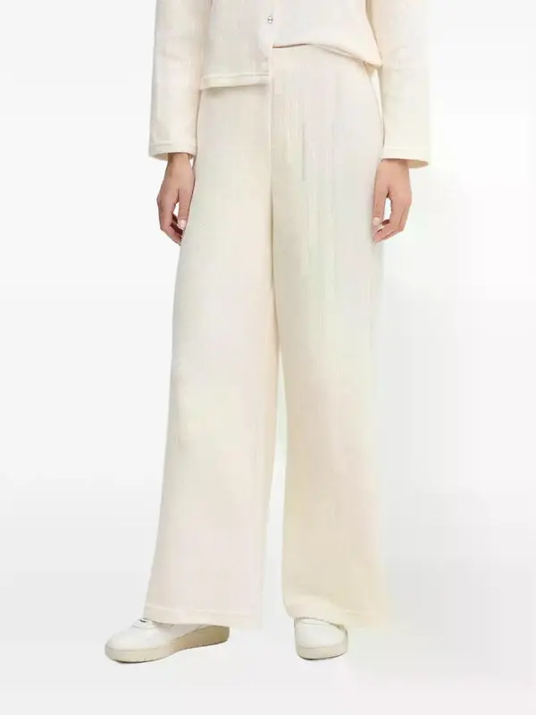 Dkny Ribbed-knit Wide-leg Trousers - Neutrals
