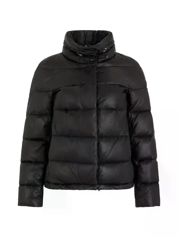 MOORER High-neck Padded Leather Jacket