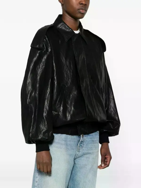 NINA 14.7 Crinkled Epaulette Bomber Jacket