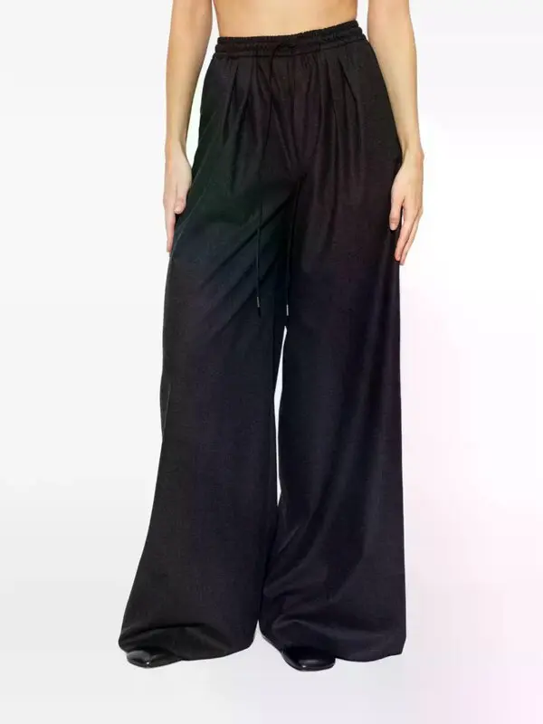 MAX MARA Wool Flannel Wide-leg Trousers Dark