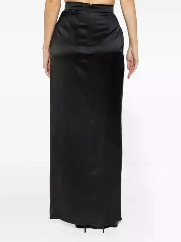 Max Mara Long Silk Satin Skirt Dark