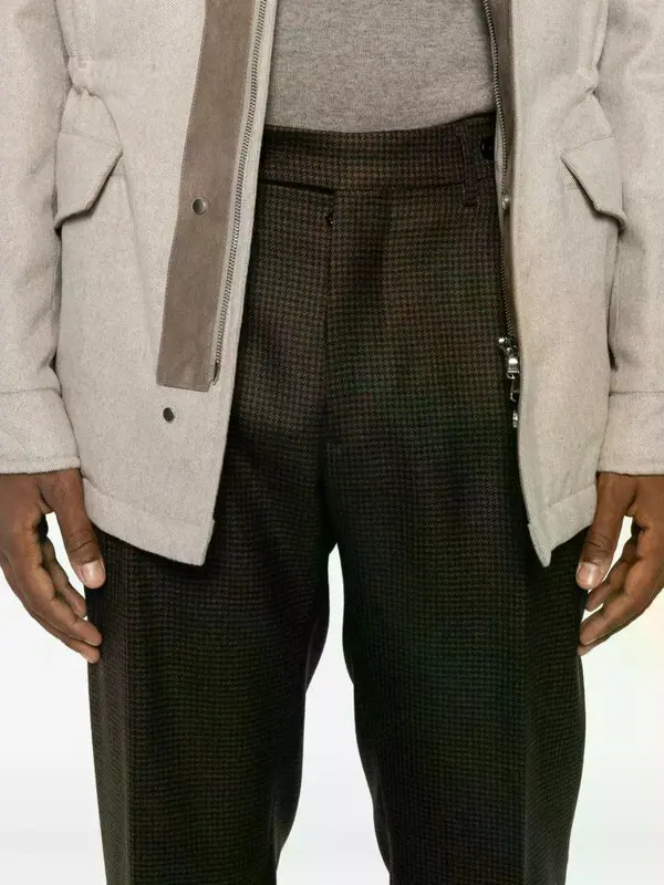 BERWICH Barber Houndstooth-pattern Pleated Trousers
