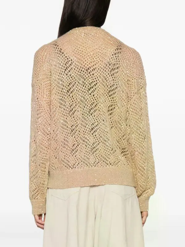Brunello Cucinelli Sequin-embellished Open-knit Sweater